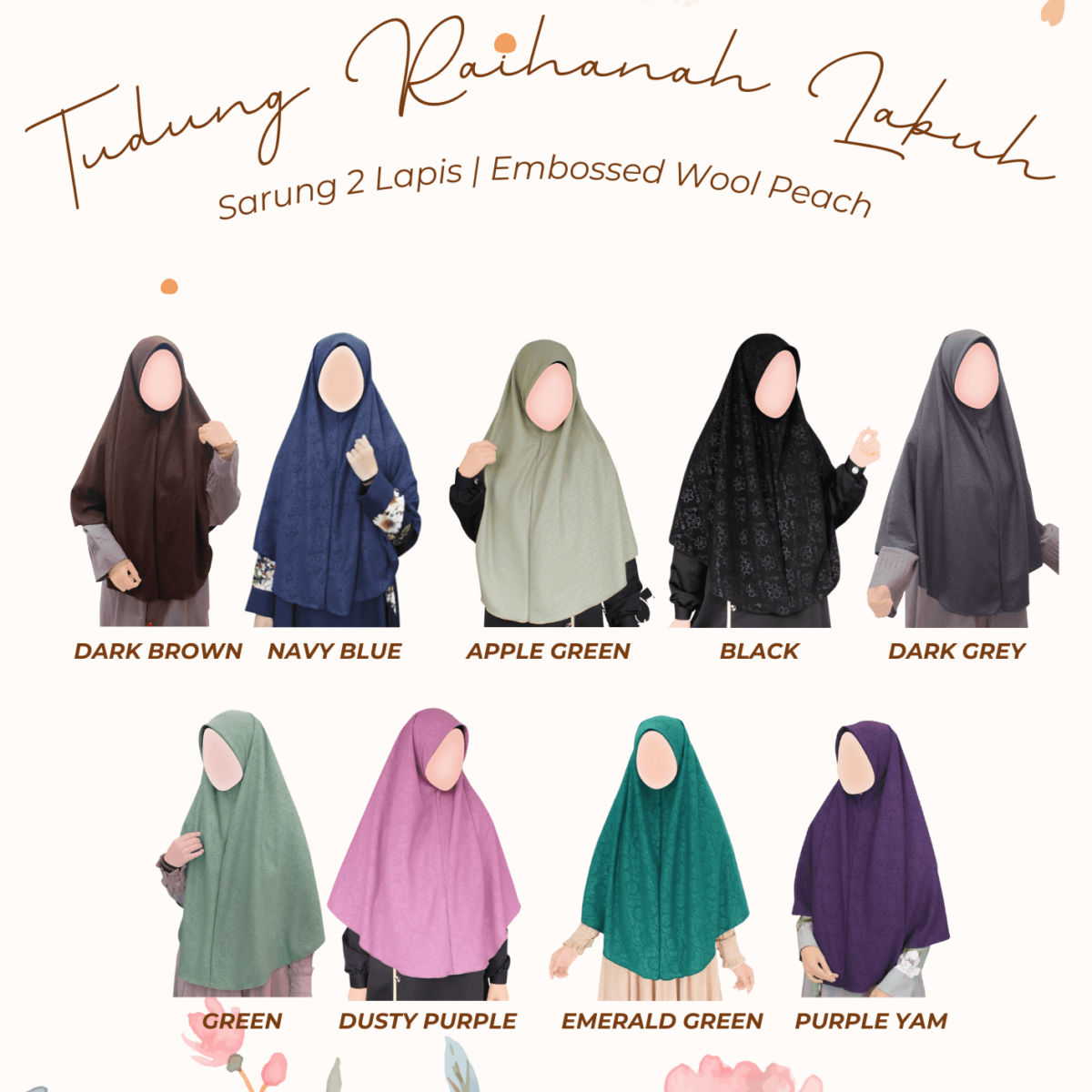 Tudung Raihanah 4 Segi – i-Nur :: Rangkaian Pakaian Muslim