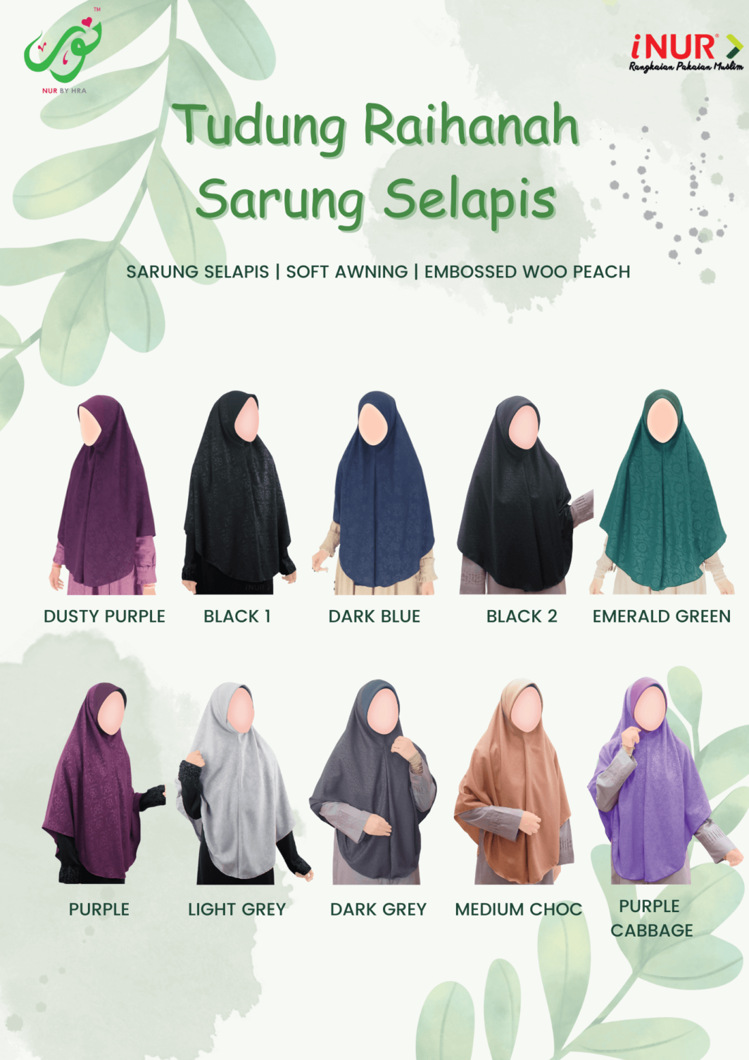 Tudung Raihanah Sarung Selapis – i-Nur :: Rangkaian Pakaian Muslim