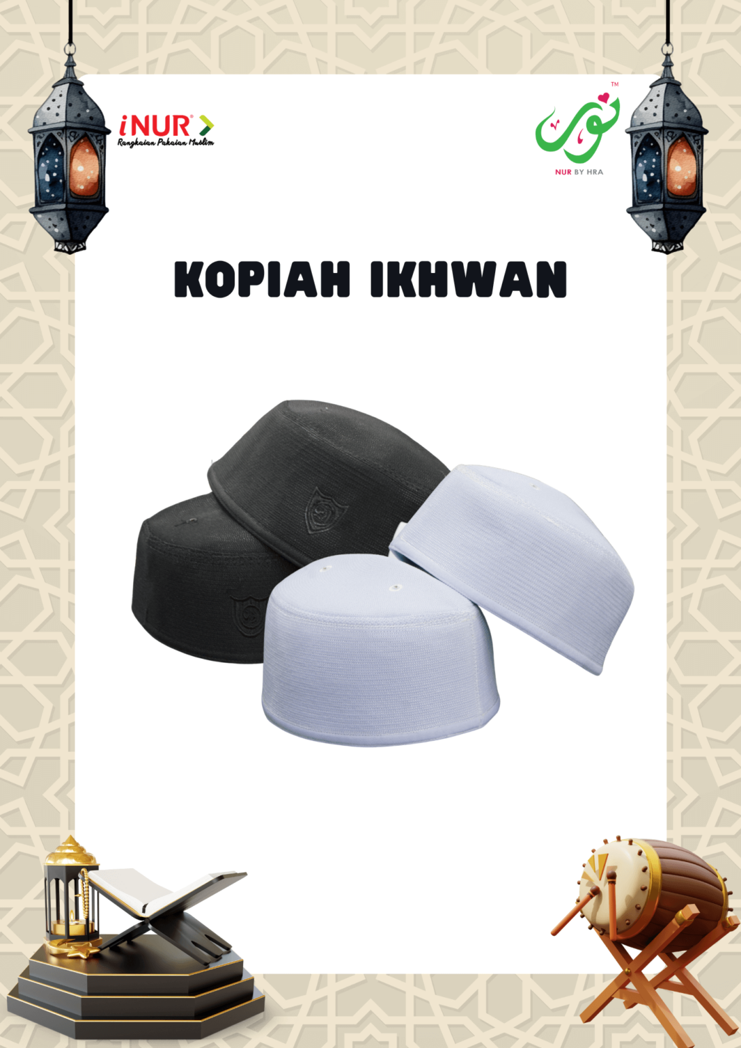 Kopiah Ikhwan Putih – i-Nur :: Rangkaian Pakaian Muslim